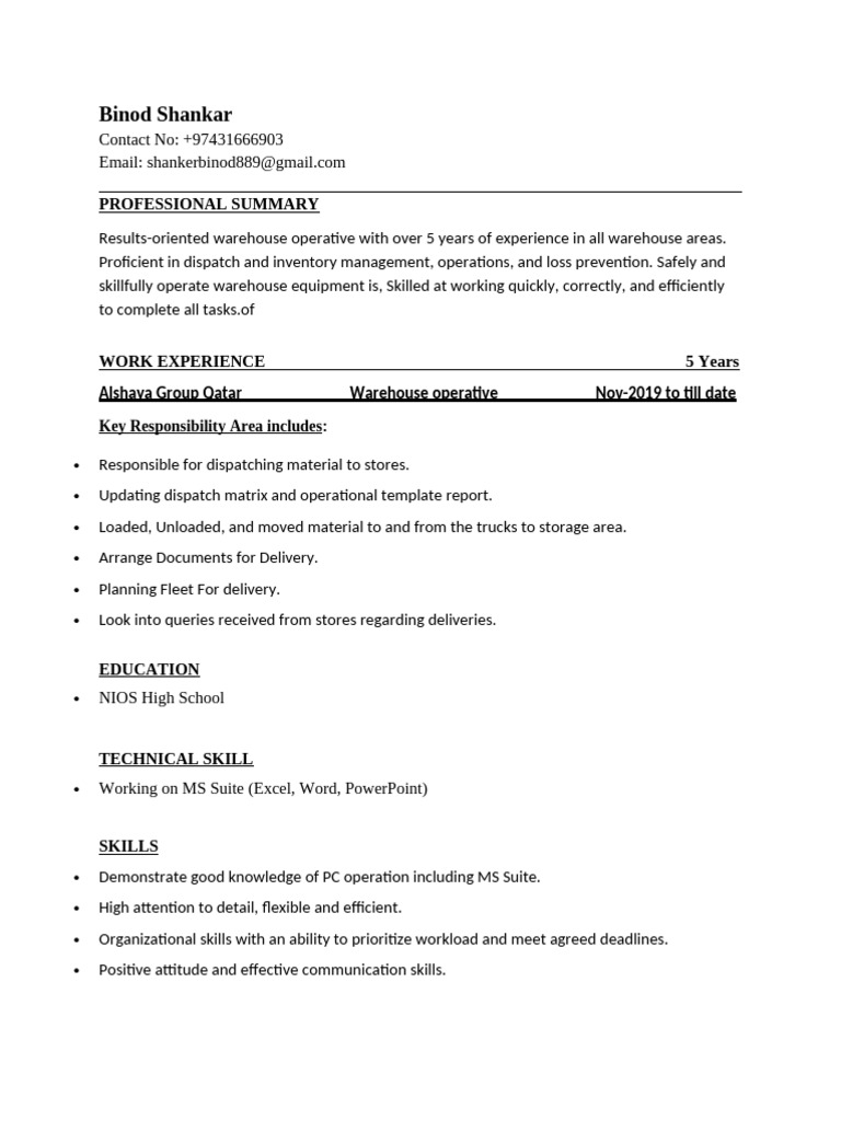 Binod Resume | PDF | Career & Growth
