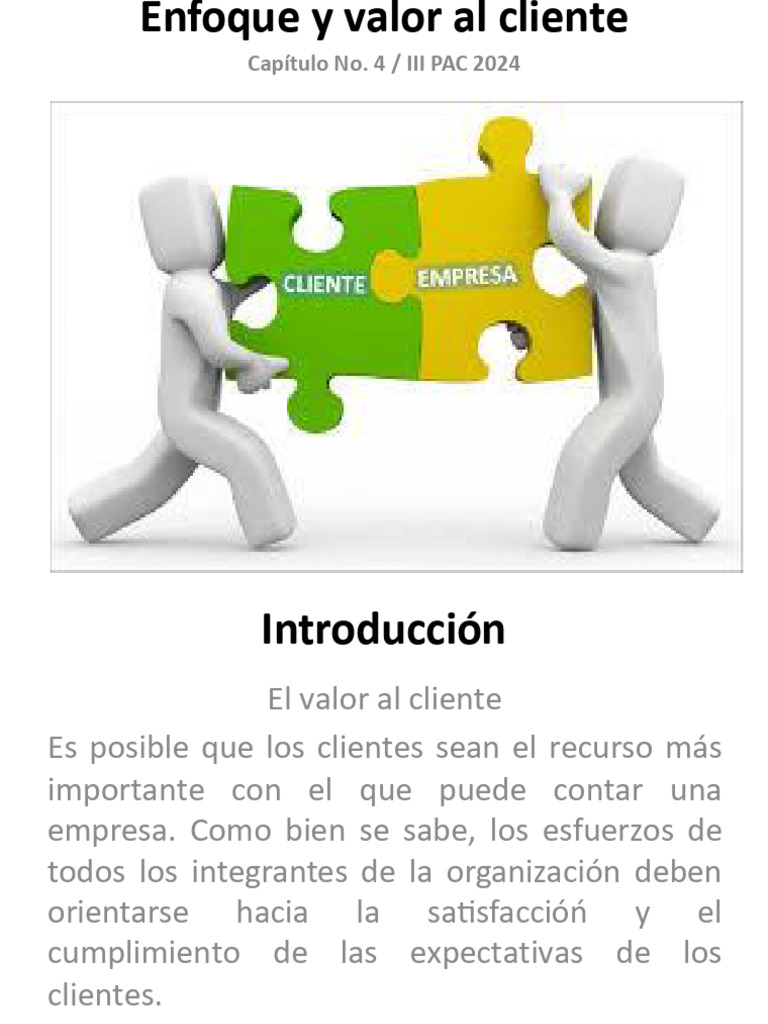Cap No.4 FCT Enfoque y Valor Al Cliente | PDF | Calidad (comercial) | Business
