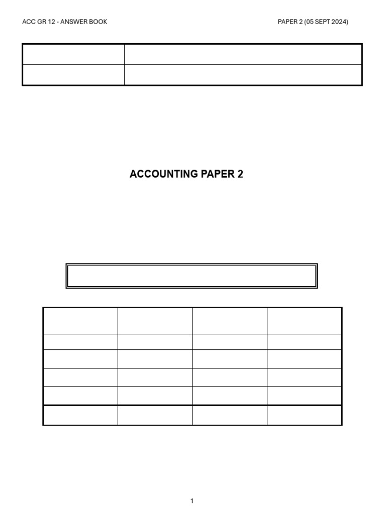 Grade 12 Accounting Paper 2 Answers | PDF | Debt | Banks