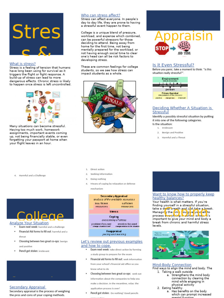 Stress and Coping Brochure | PDF | Stress (Biology) | Mental Health