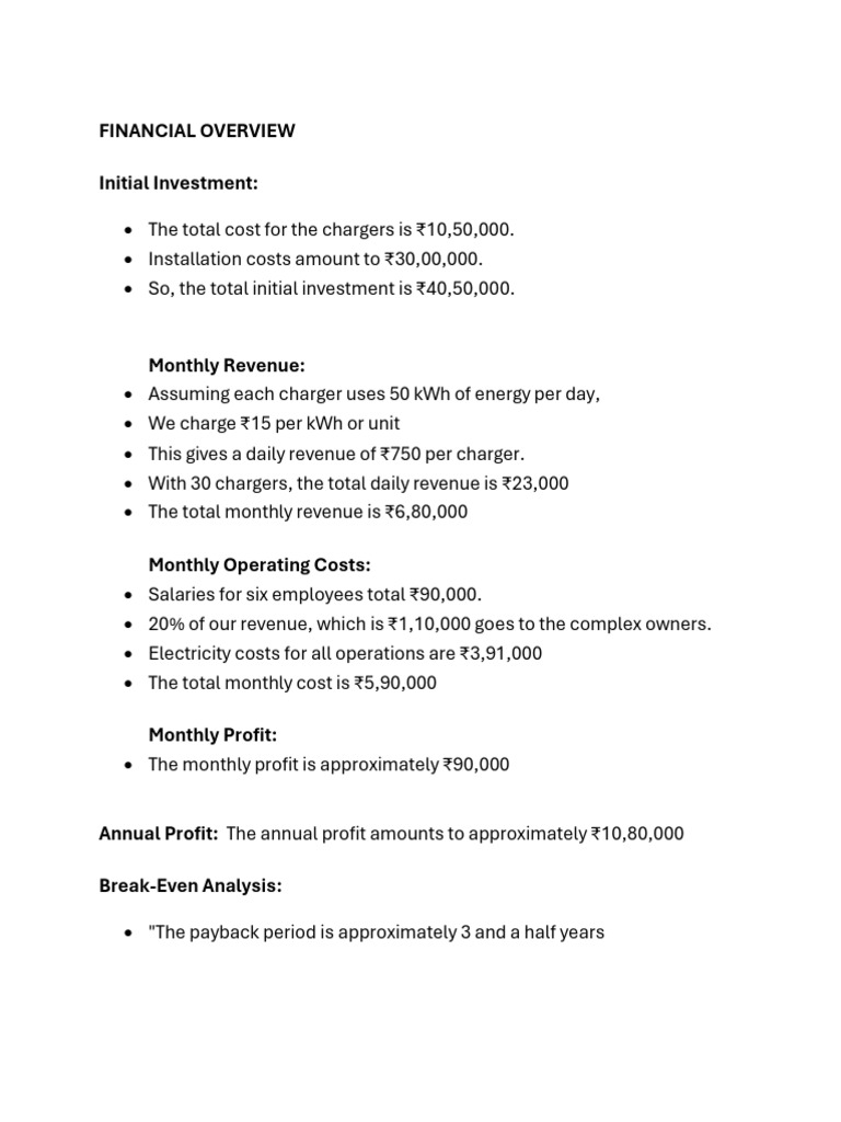 Financial Overview of Charger Investment | PDF | Technology & Engineering