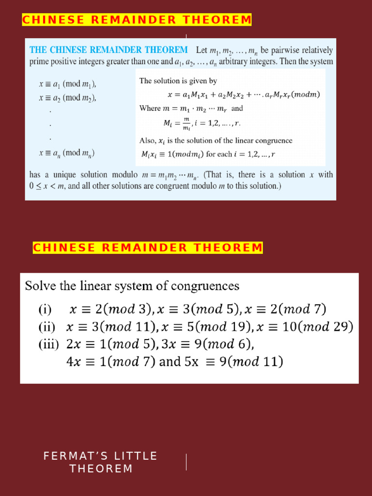 Chinese Remainder Theorem | PDF