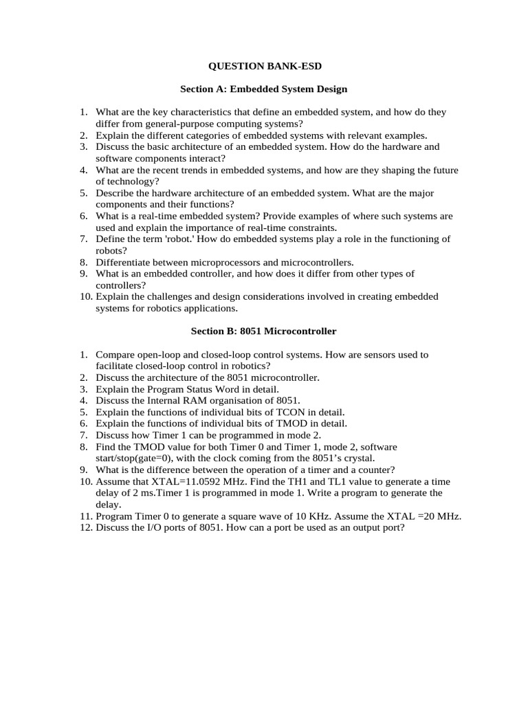 ESD Question Bank - 23!9!24 | PDF