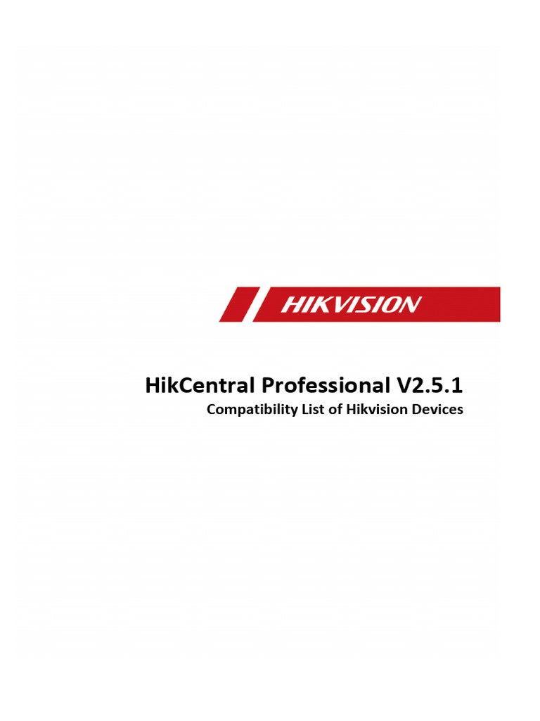 HikCentral Professional - Compatibility List of Hikvision Products - V2 ...