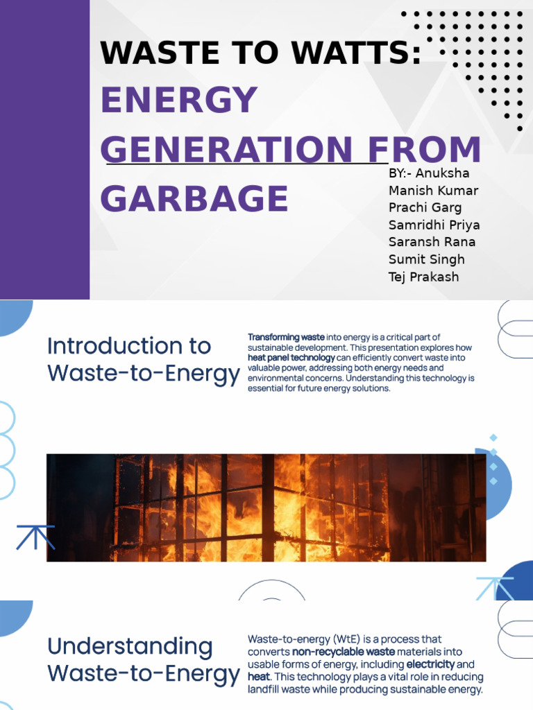 Waste To Watts Energy Generation From Garbage | PDF
