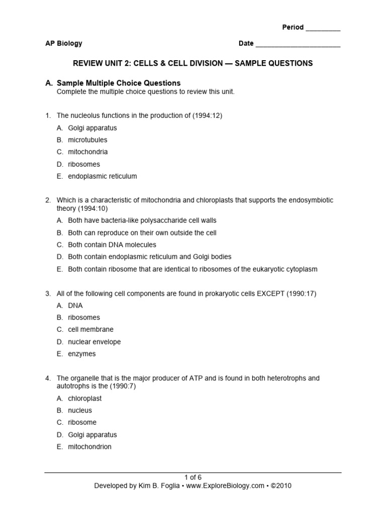 02 Cells Qs | PDF | Cell (Biology) | Prokaryote