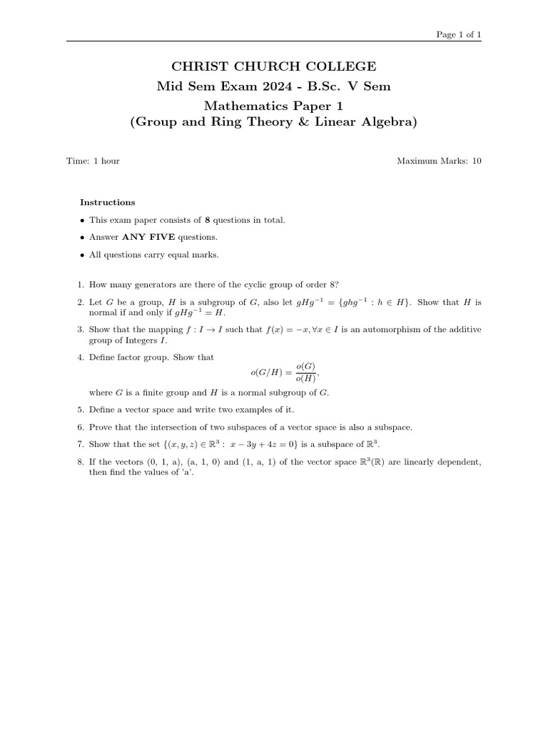 Group Ring Linear Algebra | PDF