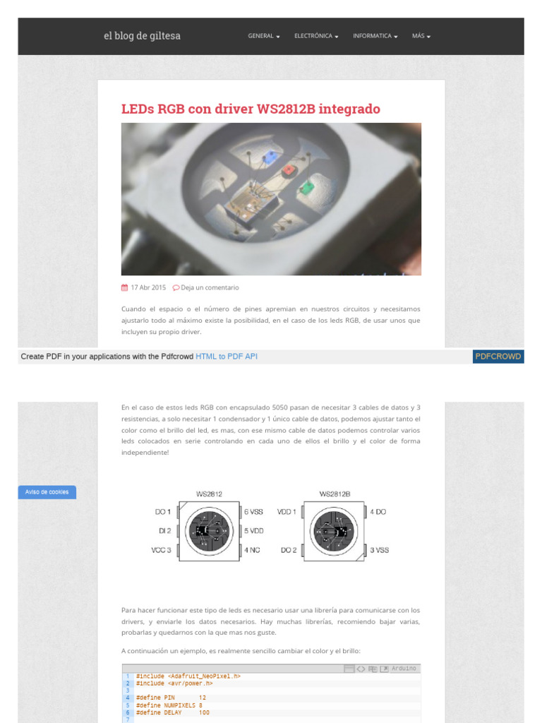 Leds RGB Con Driver Ws2812b Integrado | PDF | Diodo emisor de luz | Electrónica