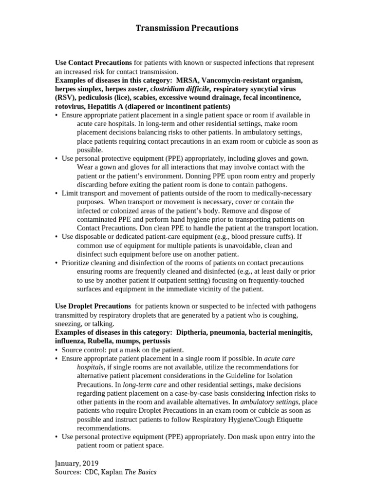 2019 Transmission Precautions Donning Doffing | PDF | Health Care ...