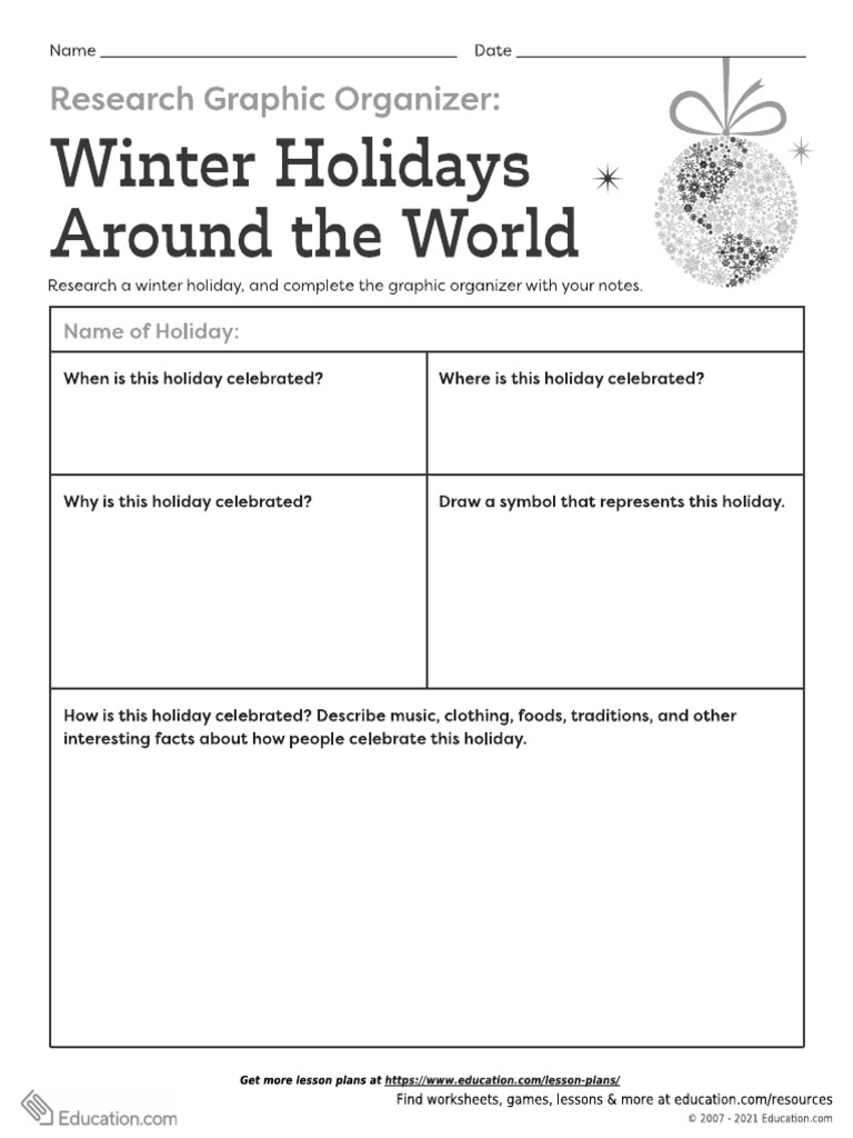 Winter Holidays Graphic Organizer | PDF