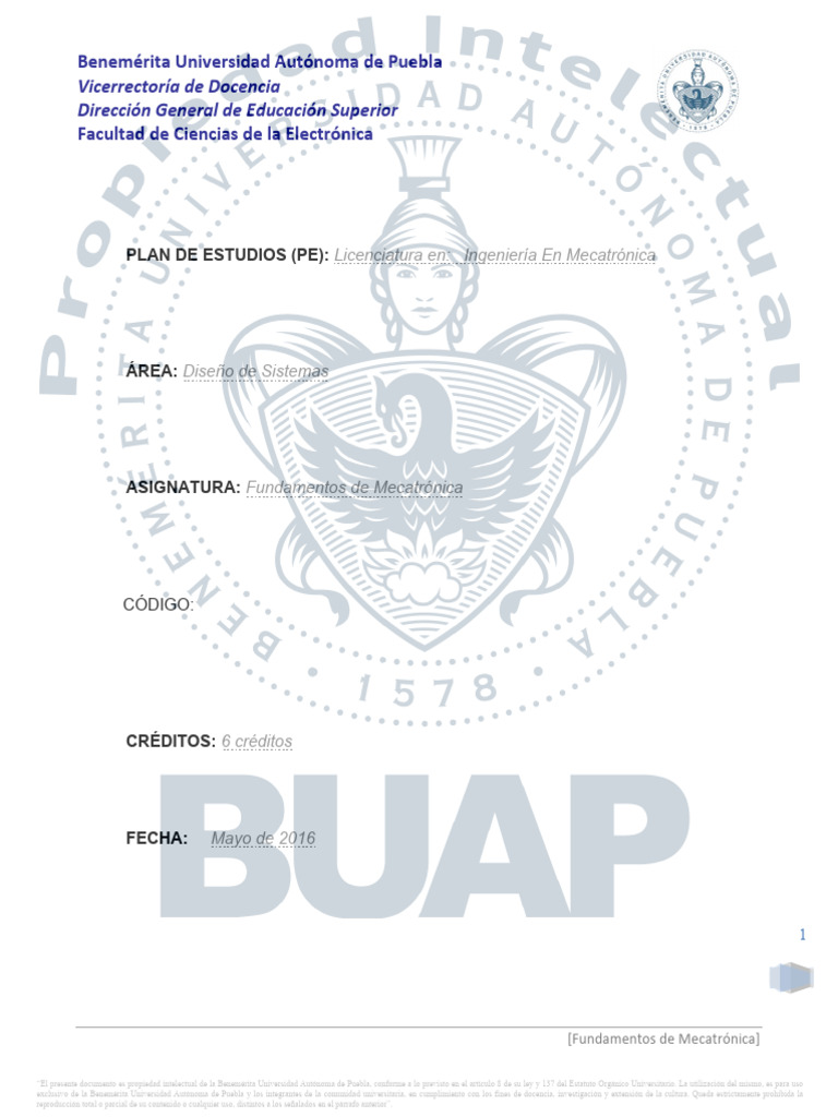 Fundamentos de Mecatrónica BUAP | PDF | Red eléctrica | Mecatrónica