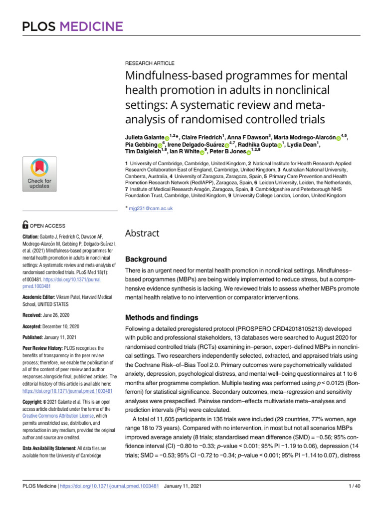 2021 - A Systematic Review and Meta-Analysis of Randomised Controlled Trials | PDF | Systematic ...