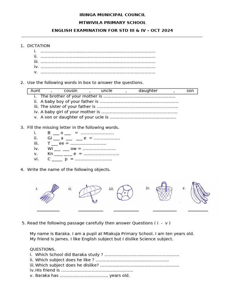 English STD Iii & Iv | PDF