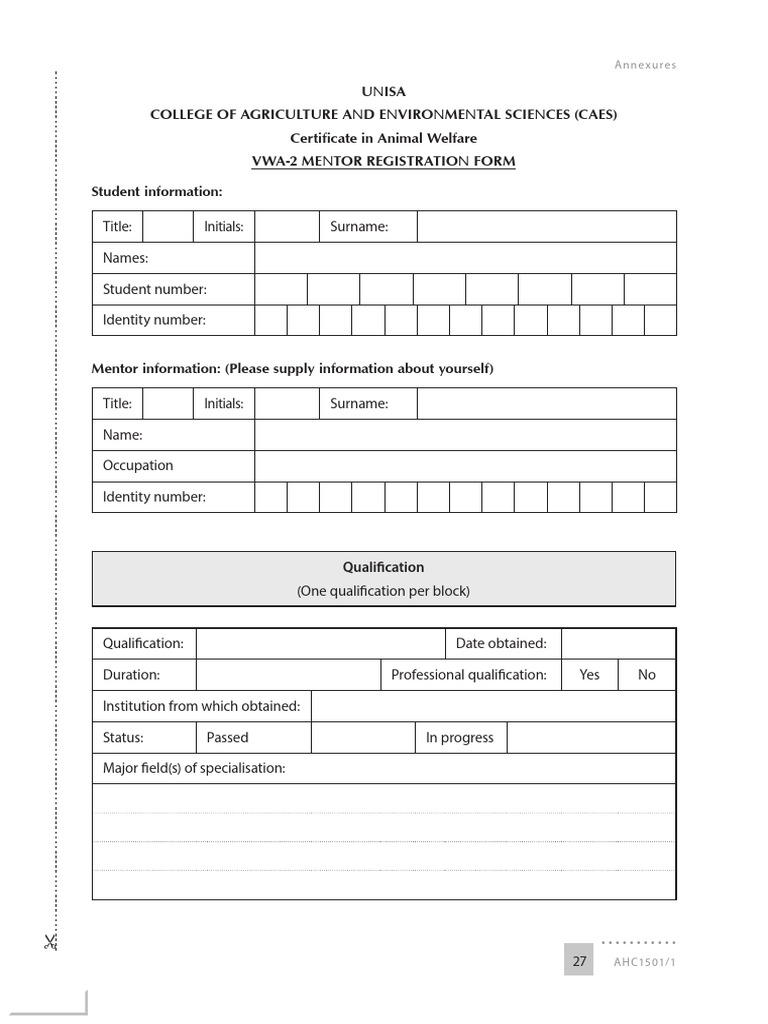 VWA-2 Mentor Registration Form | PDF