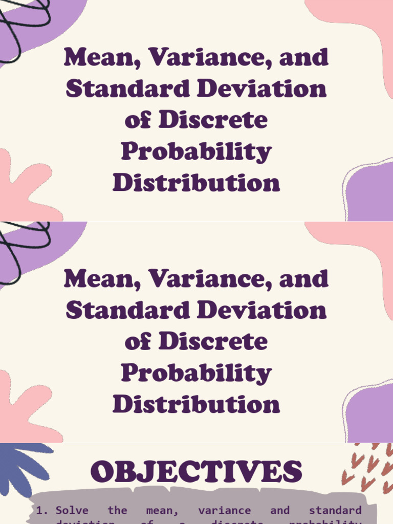 Week 3 Mean Variance Standard Deviation | PDF | Variance | Probability Distribution