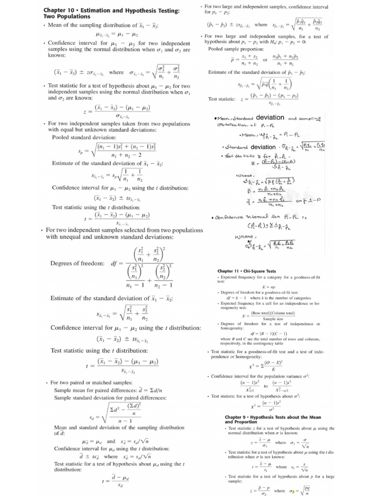 Formula Sheet Midterm | PDF