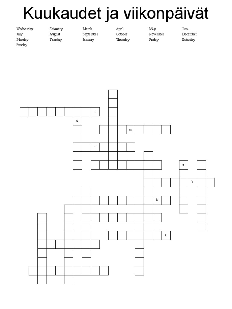 Finnish Months & Weekdays | PDF | Sports | Leisure