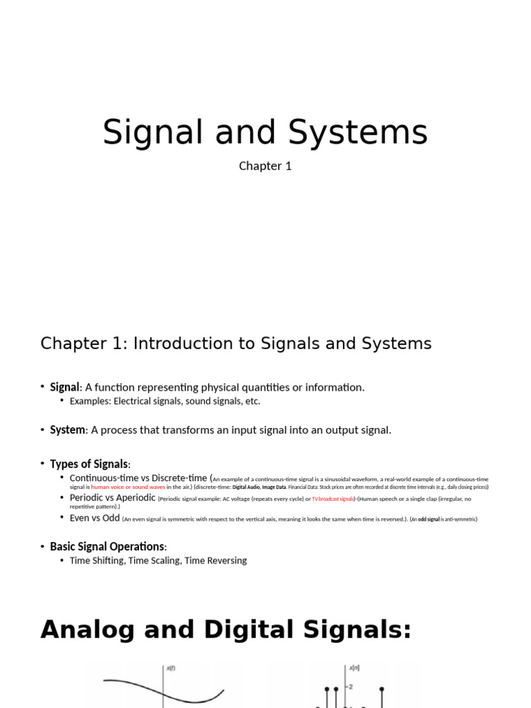 Chapter 1 Signal And Systems Pdf Discrete Time And Continuous Time