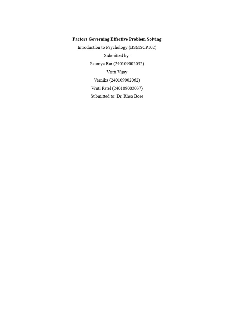 Factors Governing Effective Problem Solving | PDF | Stereotypes | Expert