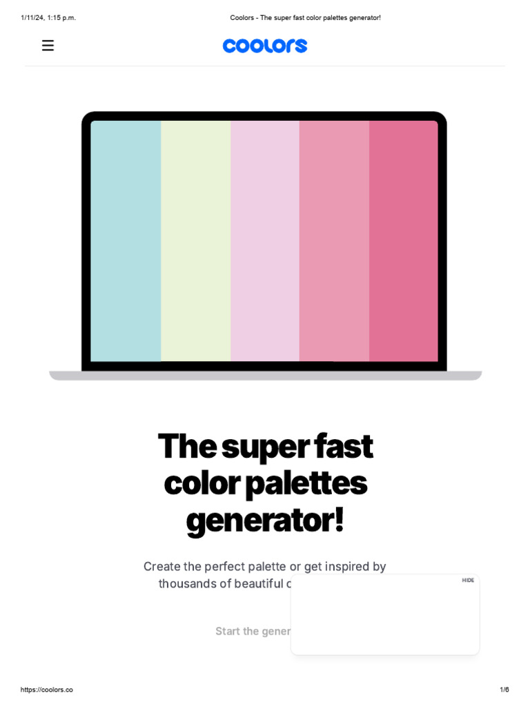 Coolors - The Super Fast Color Palettes Generator! | PDF | Mobile ...