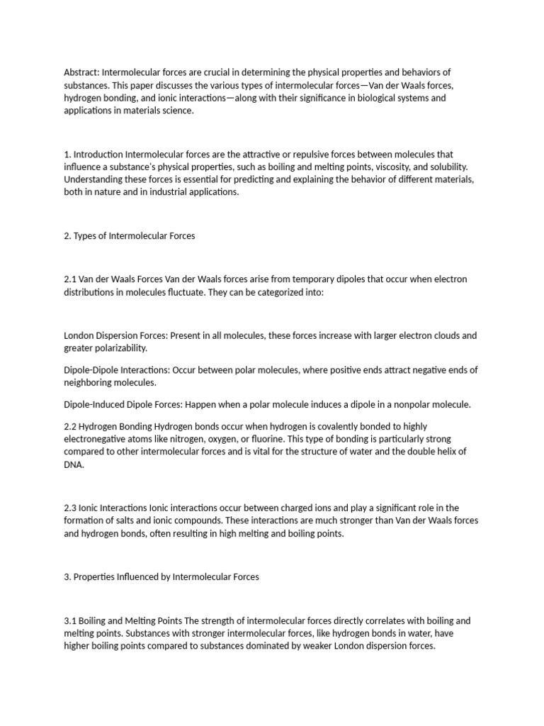 Understanding Intermolecular Forces The Foundation of Molecular ...