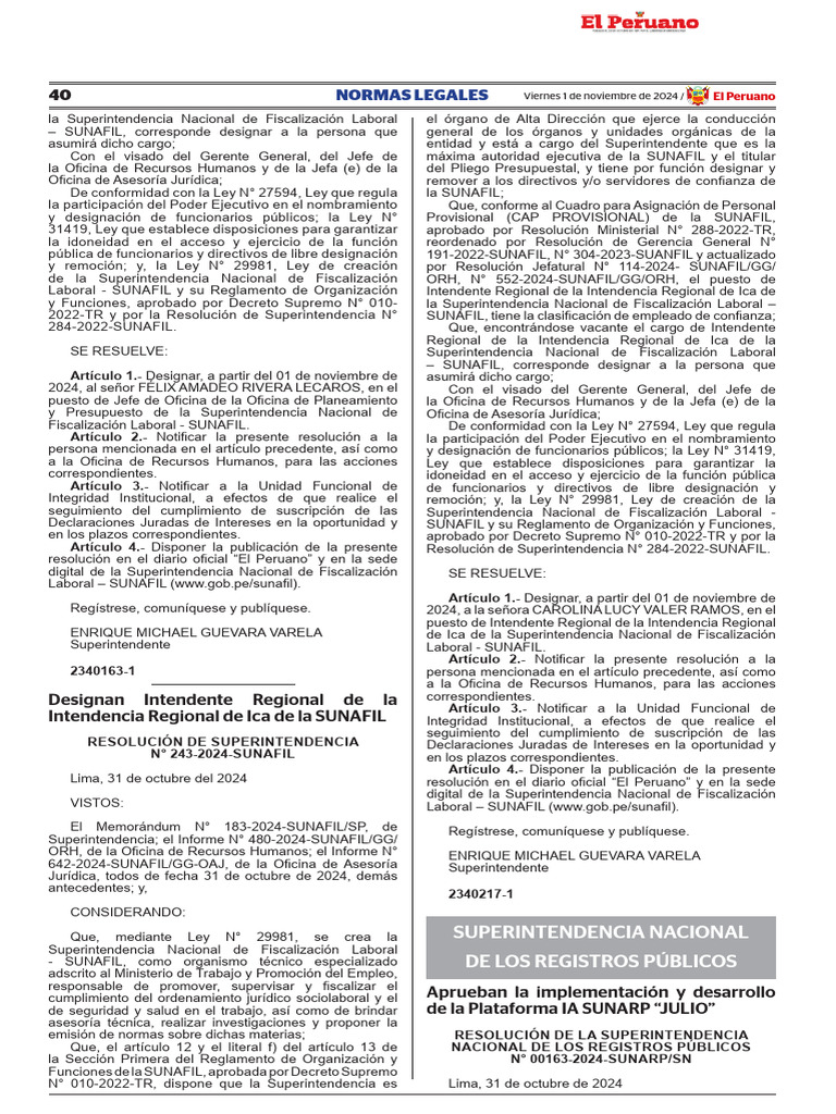 Aprueban La Implementación y Desarrollo de La Plataforma IA SUNARP "JULIO" | PDF | Inteligencia ...