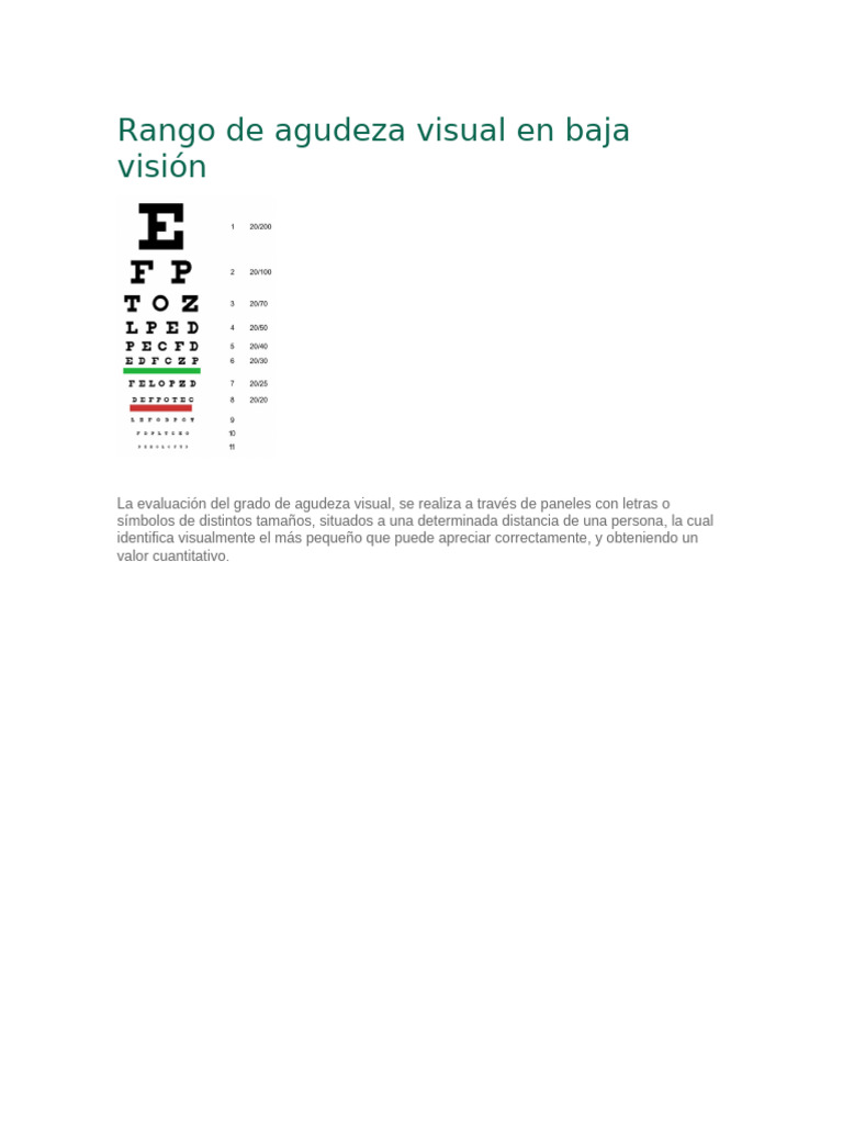 Agudeza Visual | PDF | Agudeza visual | Oftalmología