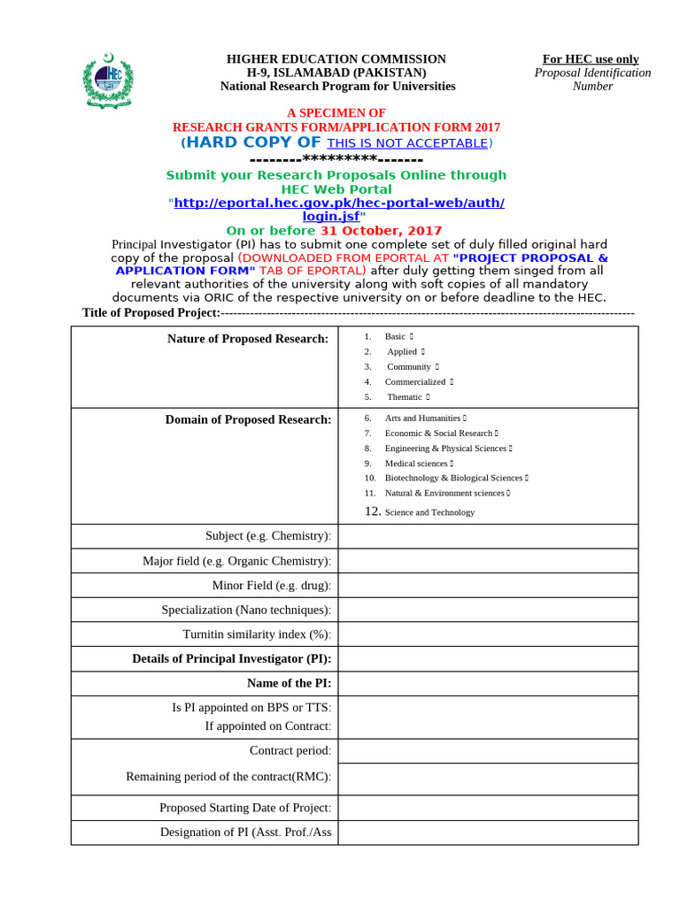 Research Grants Application Form 2017 | PDF | Science