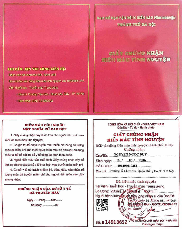 Giay Chung Nhan Hien Mau | PDF