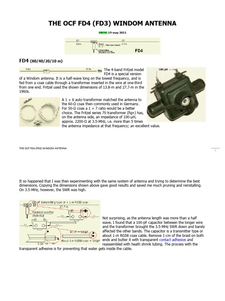 The Ocf FD4 | PDF | Antenna (Radio) | Coaxial Cable