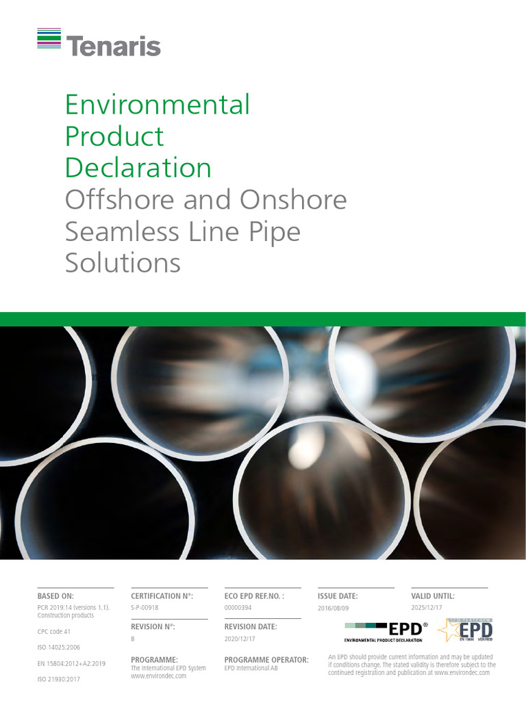 Ten Linepipe Environdec Final 2020 | PDF | Heat Treating | Pipe (Fluid ...
