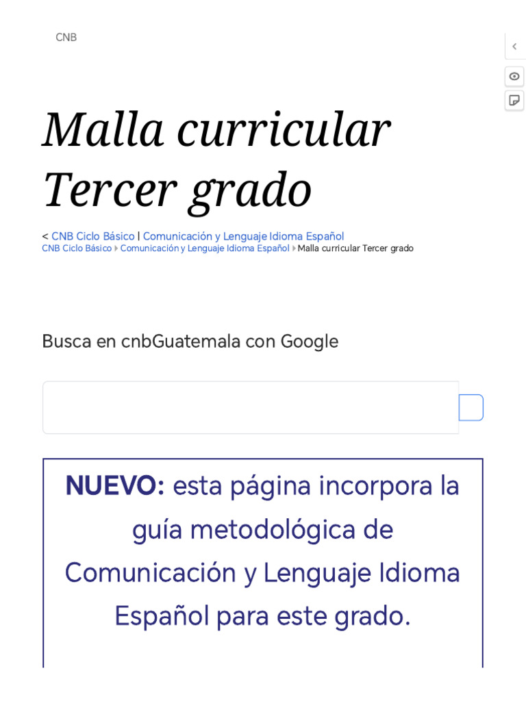 Malla Curricular Tercer Grado - CNB | PDF