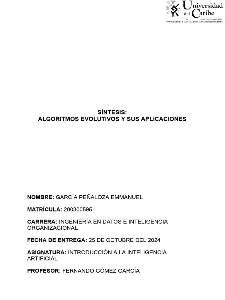 Algoritmos Evolutivos y Sus Aplicaciones | PDF | Evolución | Algoritmo ...