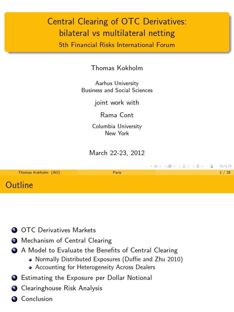Central Clearing of OTC Derivatives 多变和双边净额 | PDF | Derivative (Finance ...