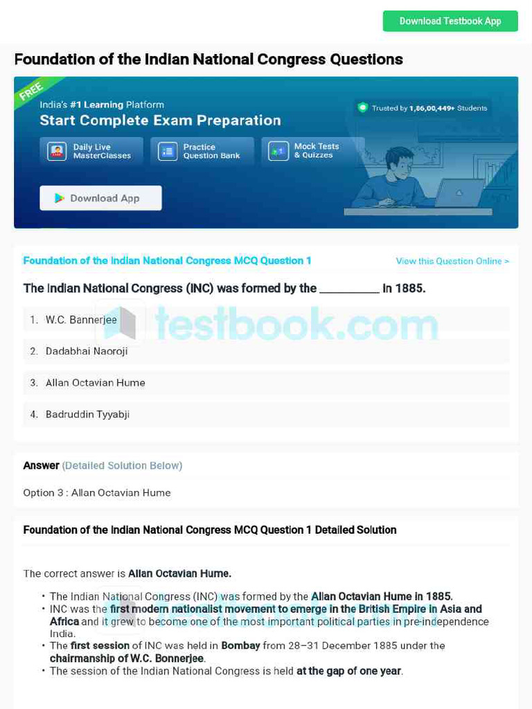 Mcq-Oo Indian-National-Congress | PDF