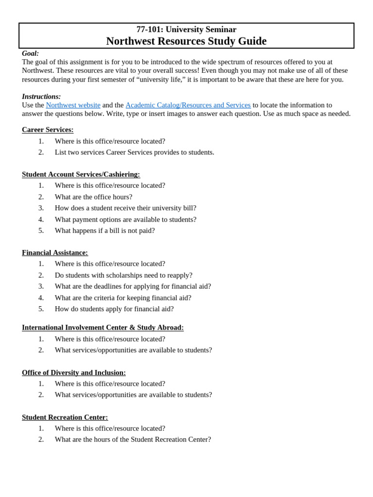 Northwest Resources Study Guide Assignment | PDF | Career & Growth