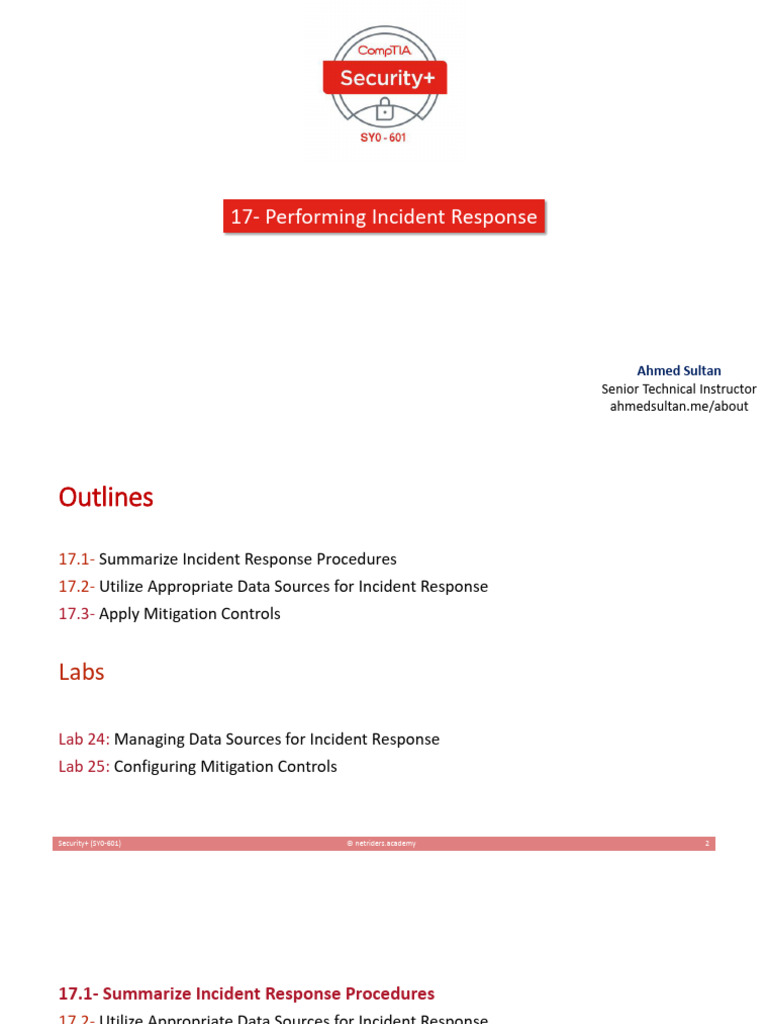 17 - Performing Incident Response | PDF | Computer Security | Security