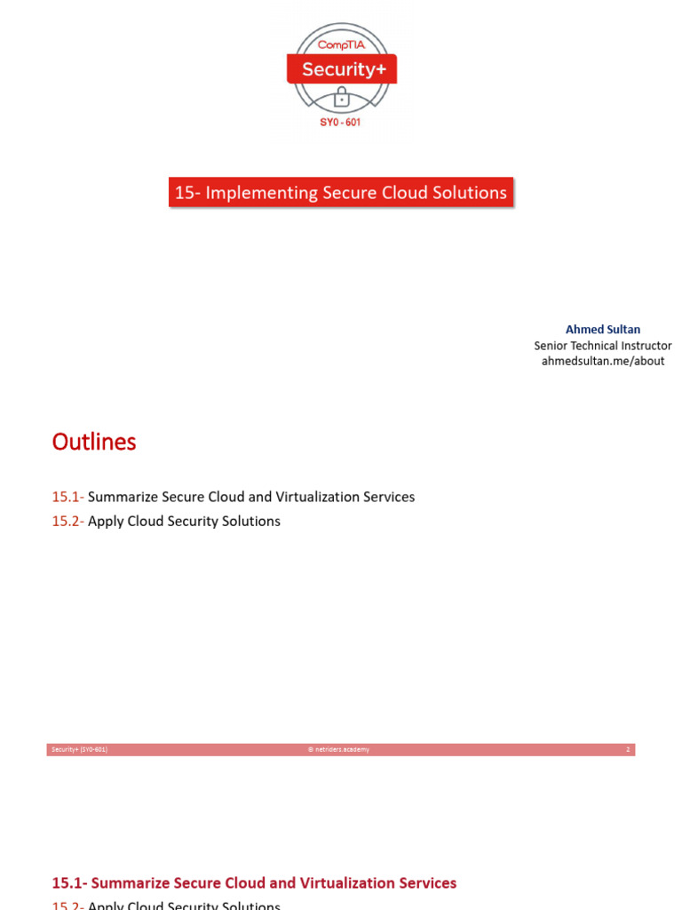 15 - Implementing Secure Cloud Solutions | PDF | Virtualization | Cloud Computing