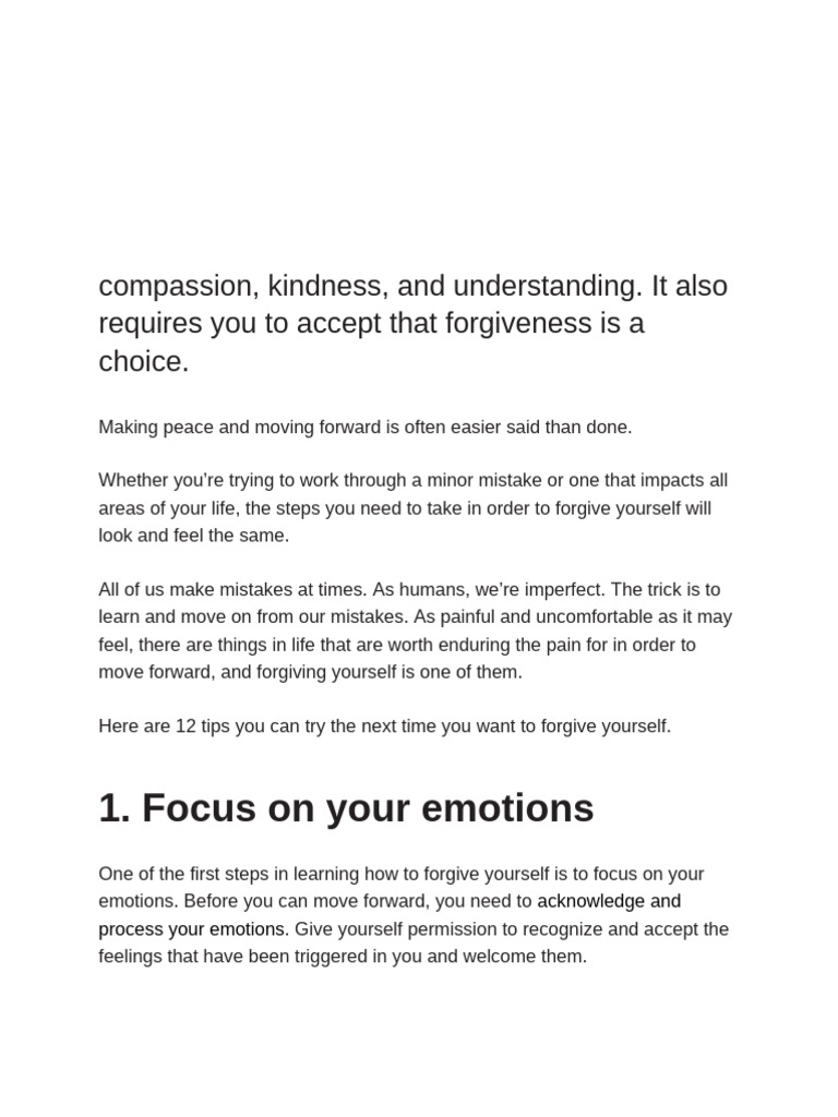 How To Forgive Yourself | PDF | Forgiveness | Compassion