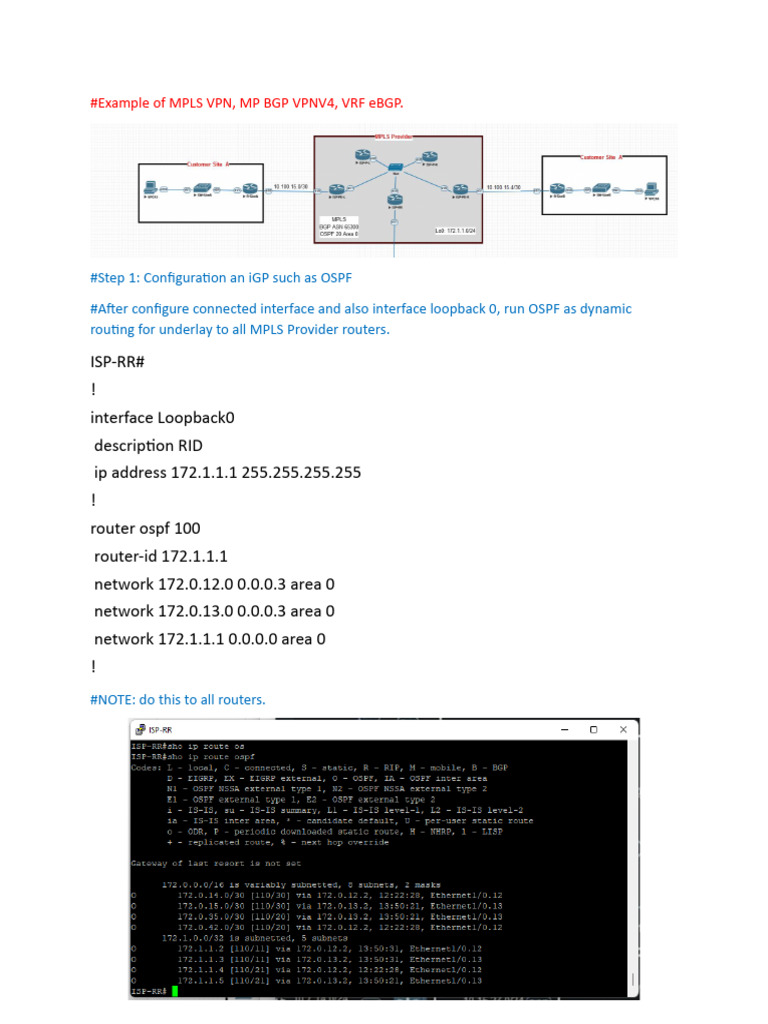 Mpls VPN, MP BGP Vpnv4, VRF Ebgp | PDF | Networking | Multiprotocol ...