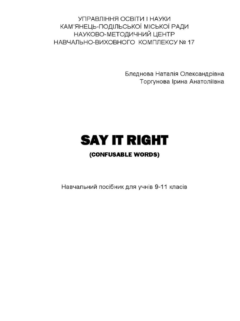 Say It Right | PDF