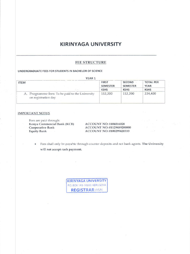 Undergraduate Fees Structure Bachelor of Science | PDF