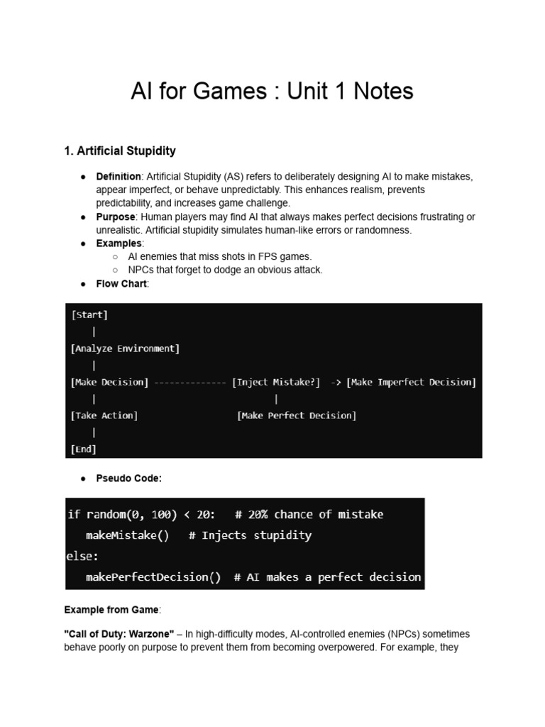 AI For Games - Unit 1 Notes | PDF | Artificial Intelligence ...