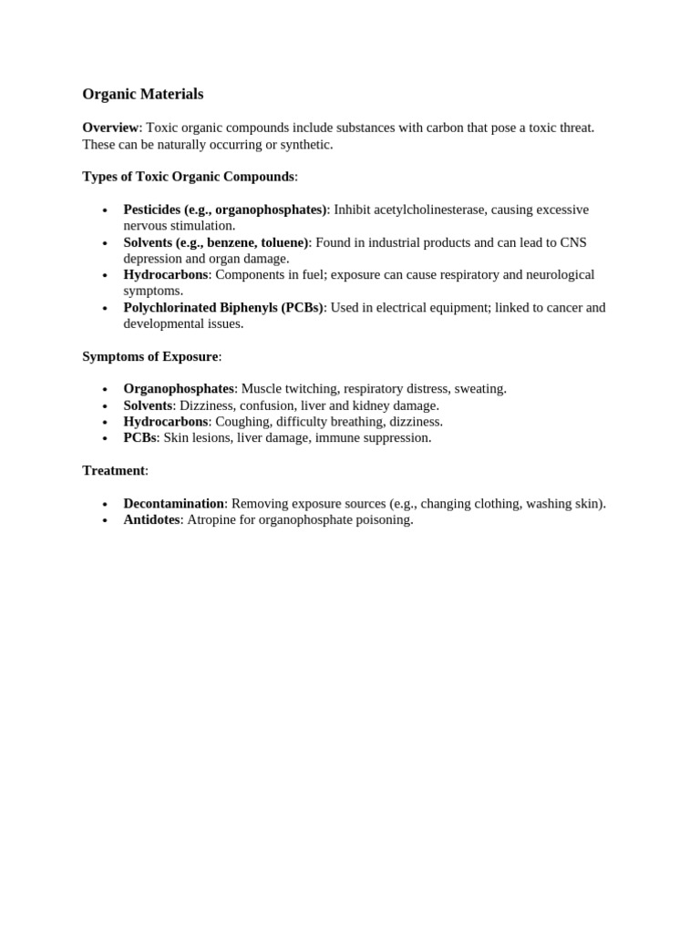 Toxic Organic Compounds Guide | PDF