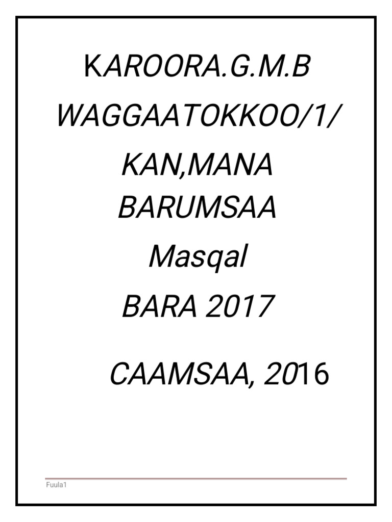 Karoora MB GMB GW Bara 2017 | PDF