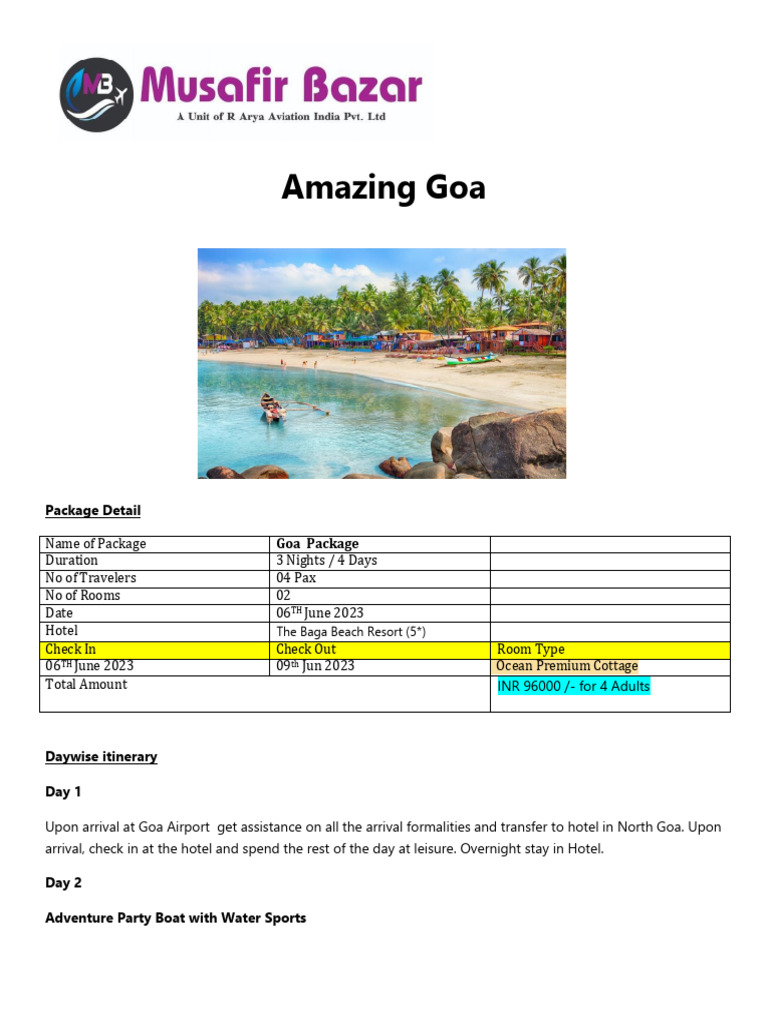 Amazing Goa: Package Detail | PDF