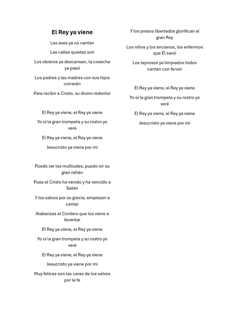 El Rey Ya Viene | PDF