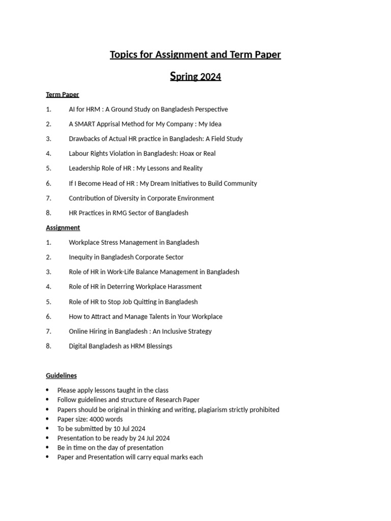 HR-Term Paper and Assignment | PDF | Career & Growth | Self-Improvement