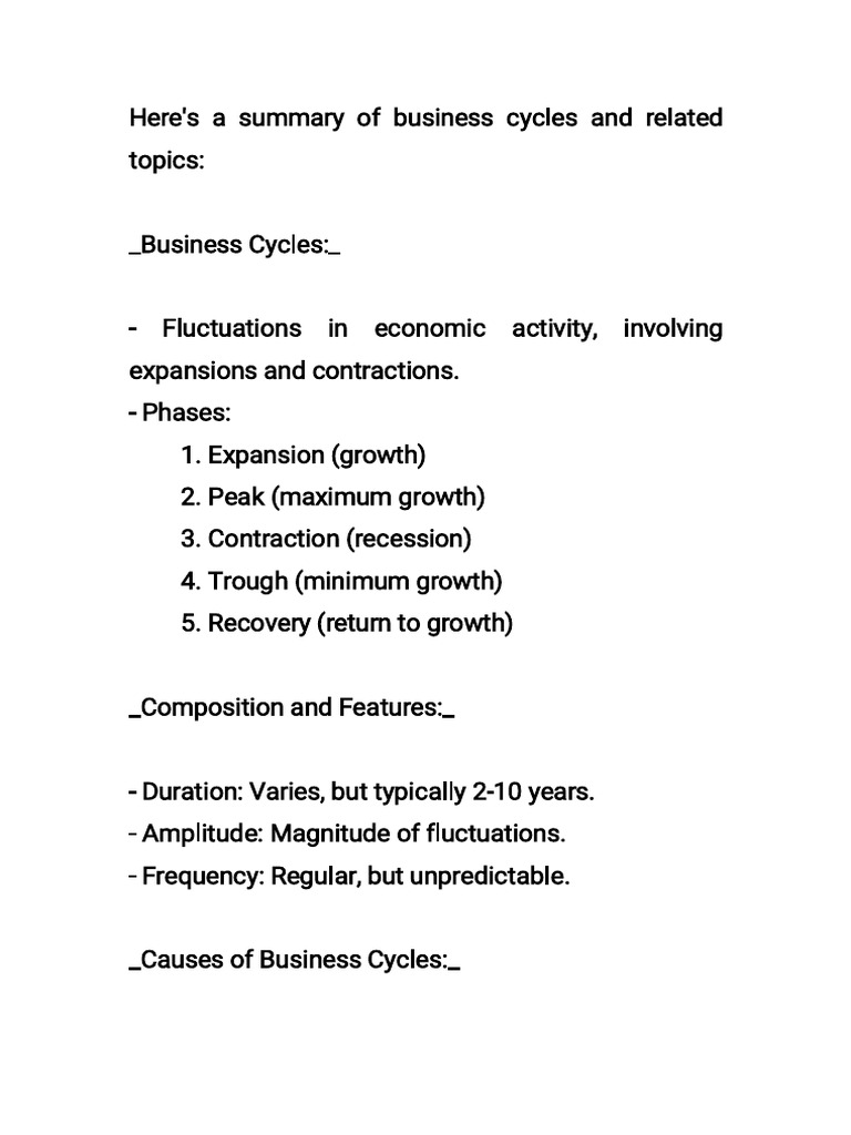 Business Cycles: Phases and Causes | PDF | Finance & Money Management