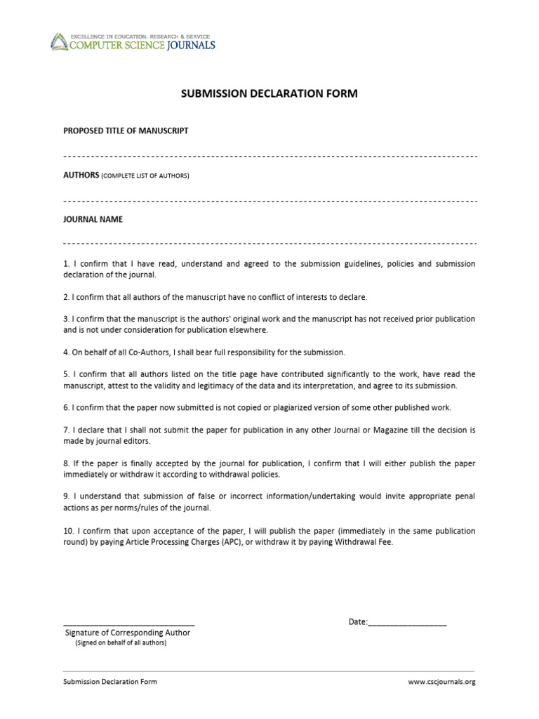 Submission Declaration Form | PDF